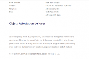 Téléchargez un exemple d'attestation de loyer pour locataire