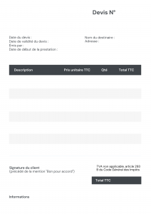 Téléchargez un exemple de devis auto entrepreneur sans TVA